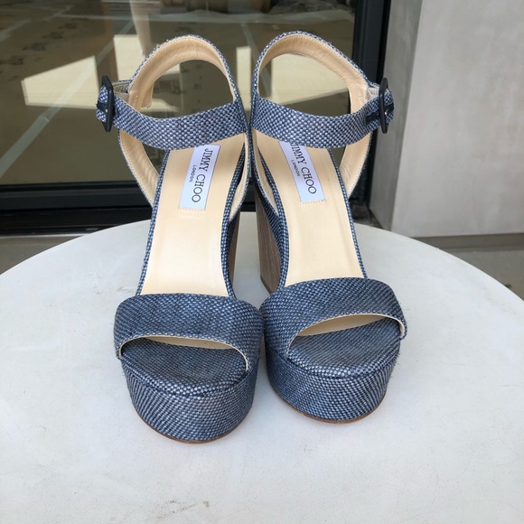 Jimmy Choo | Shoes | Jimmy Choo Denim Wedge Ankle Strap | Poshmark